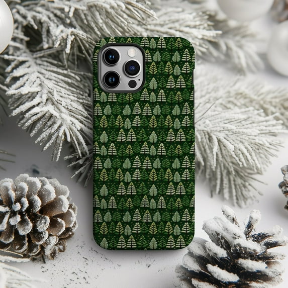 Christmas Green Pine Forest Holiday Trees Phone Case with iPhone 17 to ...