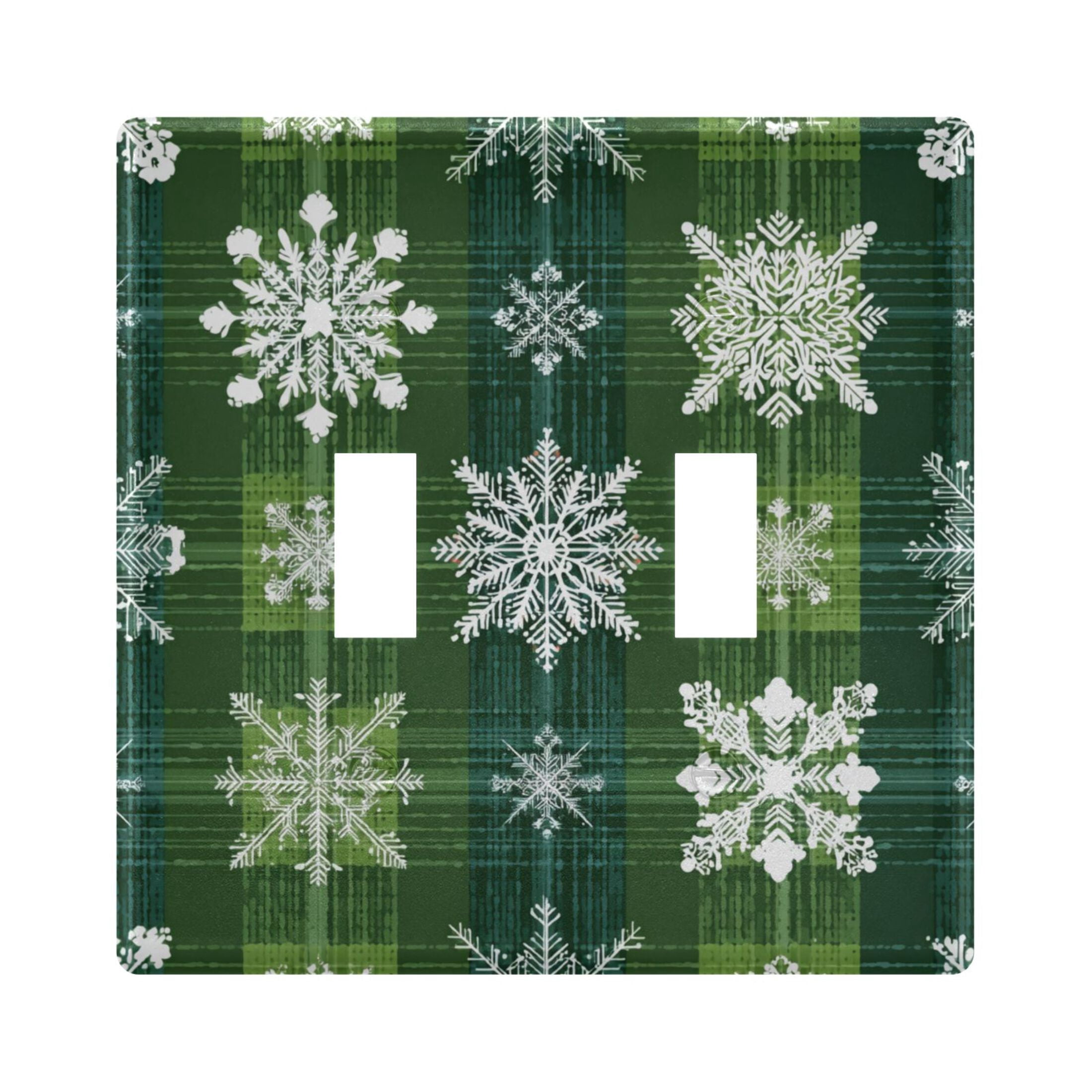 Christmas Green Plaid Snowflakes Light Switch Cover Electrical Outlet ...