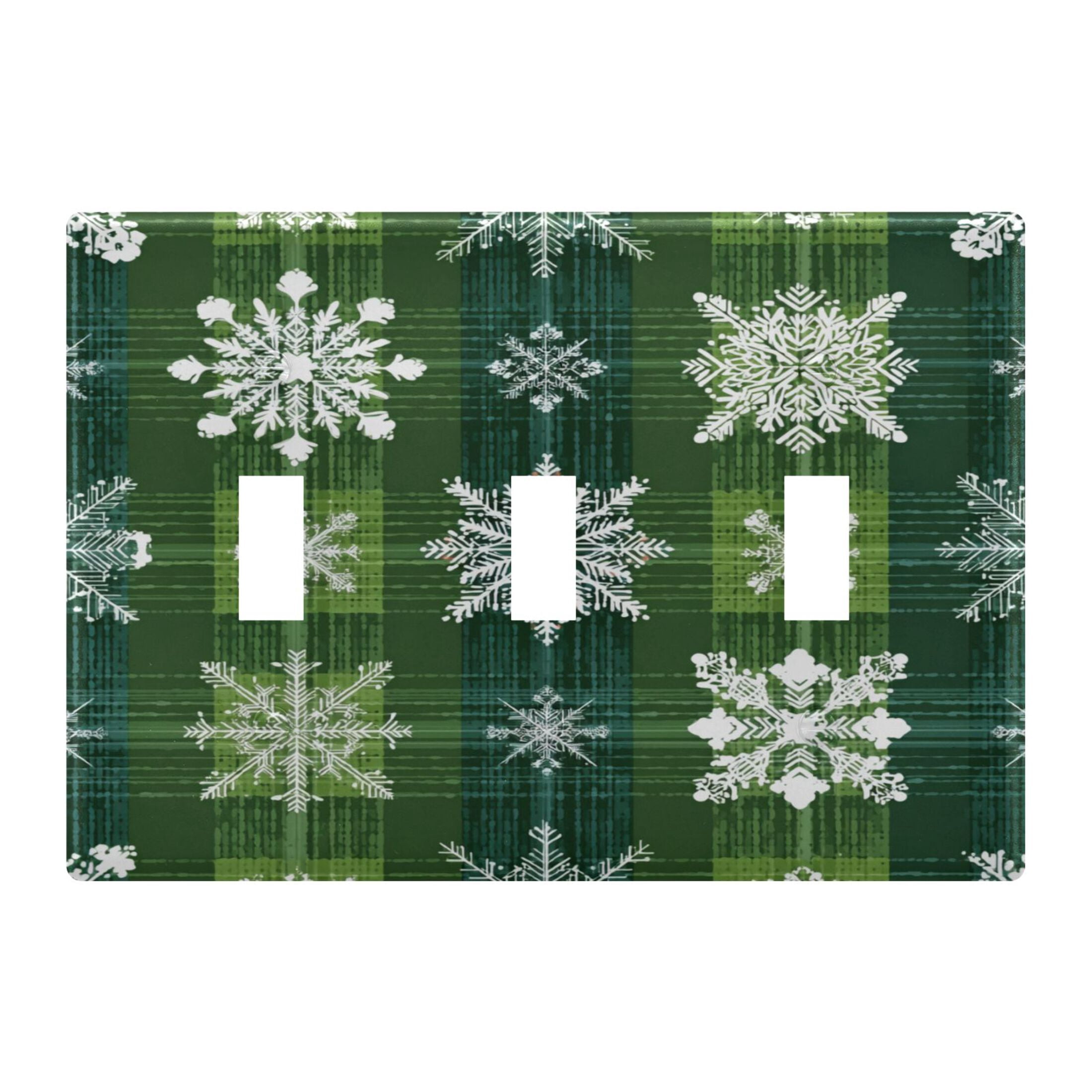 Christmas Green Plaid Snowflakes Light Switch Cover Electrical Outlet ...