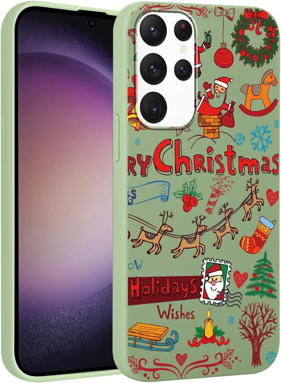 Christmas Green Print Phone Case for Samsung Galaxy A55 5G 6.5", with ...