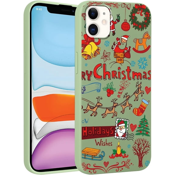 Christmas Green Print Phone Case for iPhone 11 6.1", with Aesthetics ...