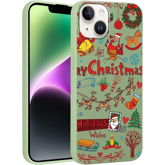 Christmas Green Print Phone Case for iPhone 13 Mini 5.4", with ...