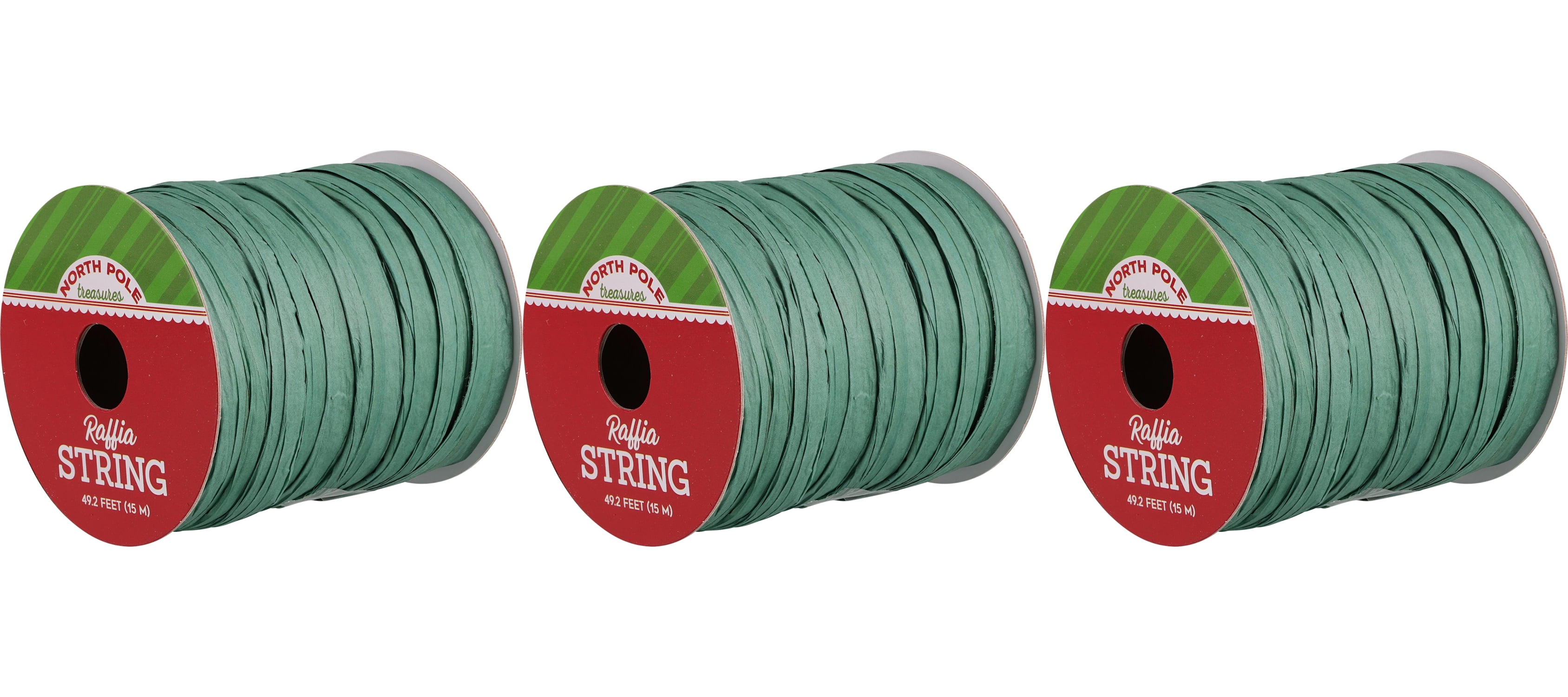 Christmas Green Raffia Gift String 49.2FT Per Roll (3 Pack) - Walmart.com