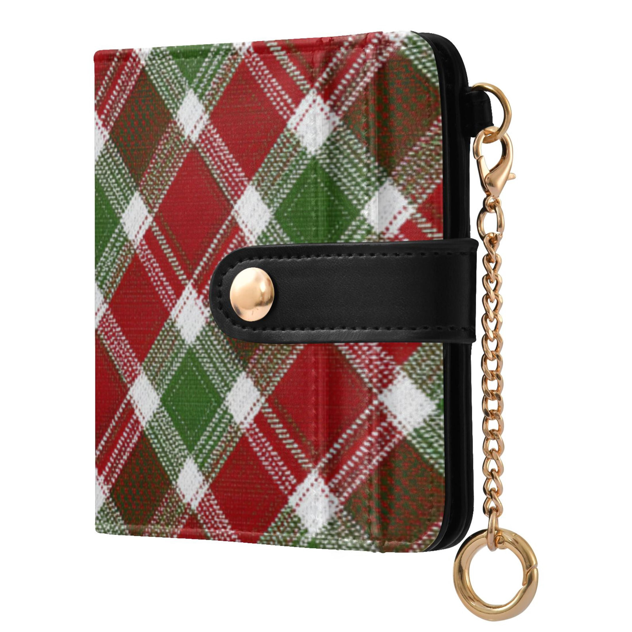 Christmas Green Red Plaids Knitted Texture Women's Wallet PU Leather ...