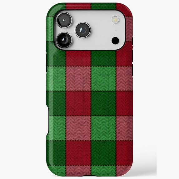 Christmas Green Red Tartan Plaid Check iPhone Case 17 through 11 Pro ...