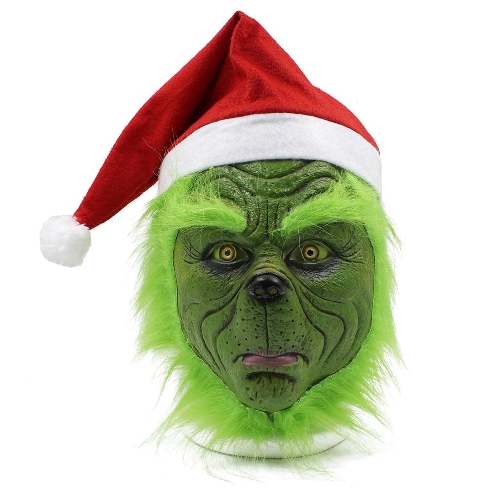 The Green Mask Green Latex Full Head Xmas Hat Unisex Adult Mask for ...