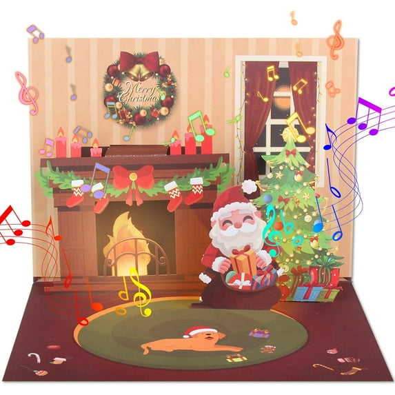 Christmas Greeting Cards 3D Pop Up Christmas Gift Card with Musical ...