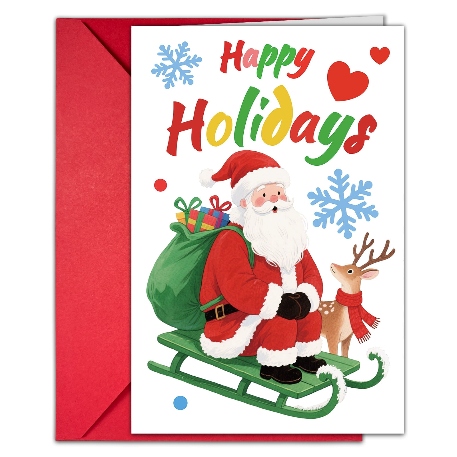 Christmas Greeting Cards Set Set of 10 Large 5 x 7in Folded Cards ...