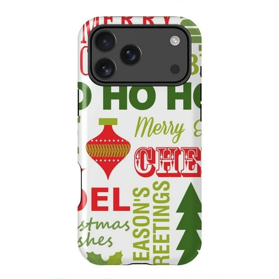 Christmas Greeting Pattern Festive Holiday Icons iPhone Case for iPhone ...