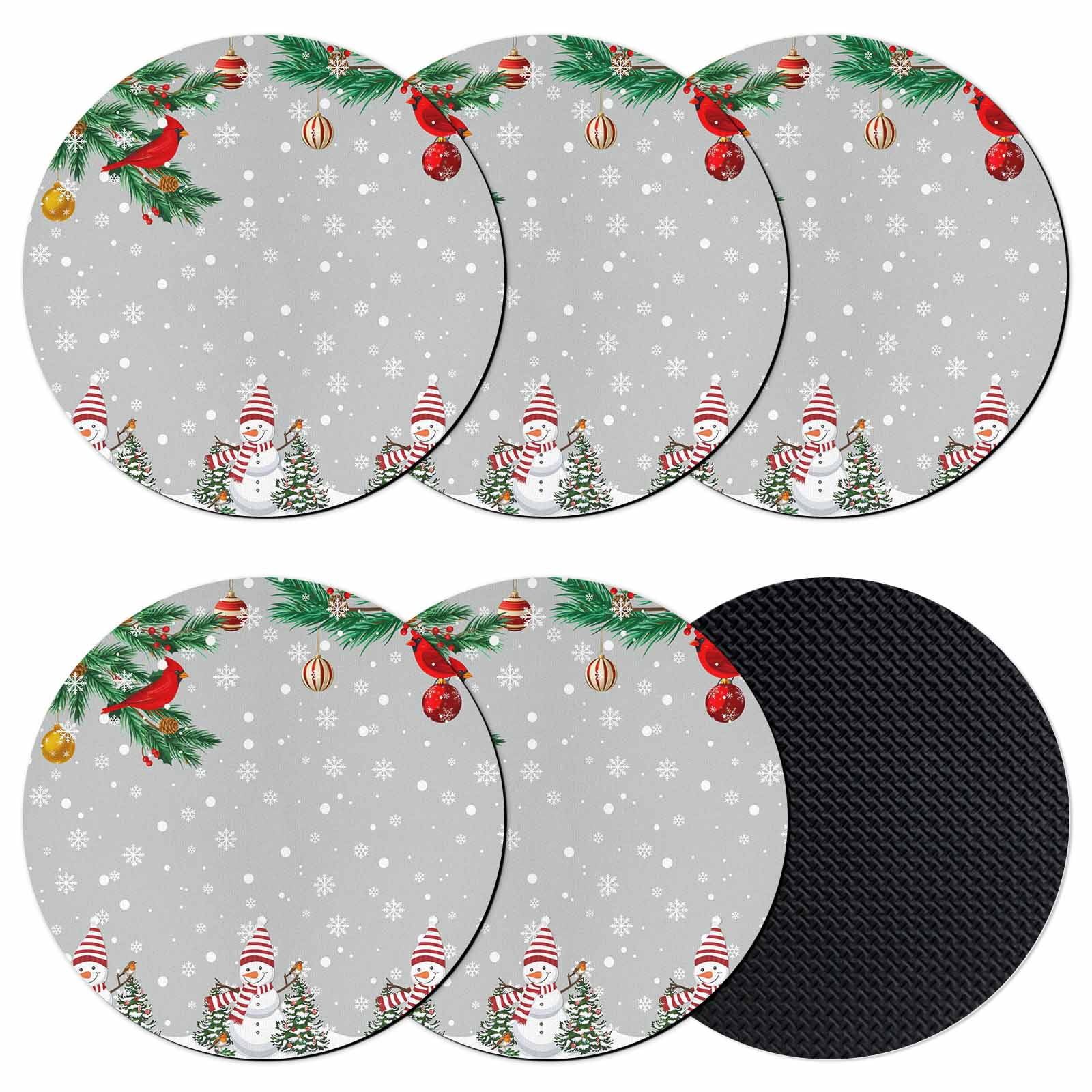 Christmas Grey Coasters Set of 6, Absorbent Coasters for Drinks, Xmas ...