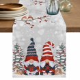 Christmas Grey Table Runner 60 Inches, Gnomes Xmas Tree Cardinal Birds ...
