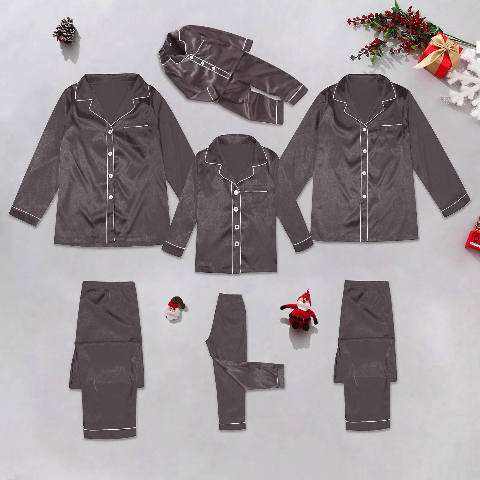 Christmas Grey Winter Pajamas, Baby's Christms Pajamas for Family Silk ...