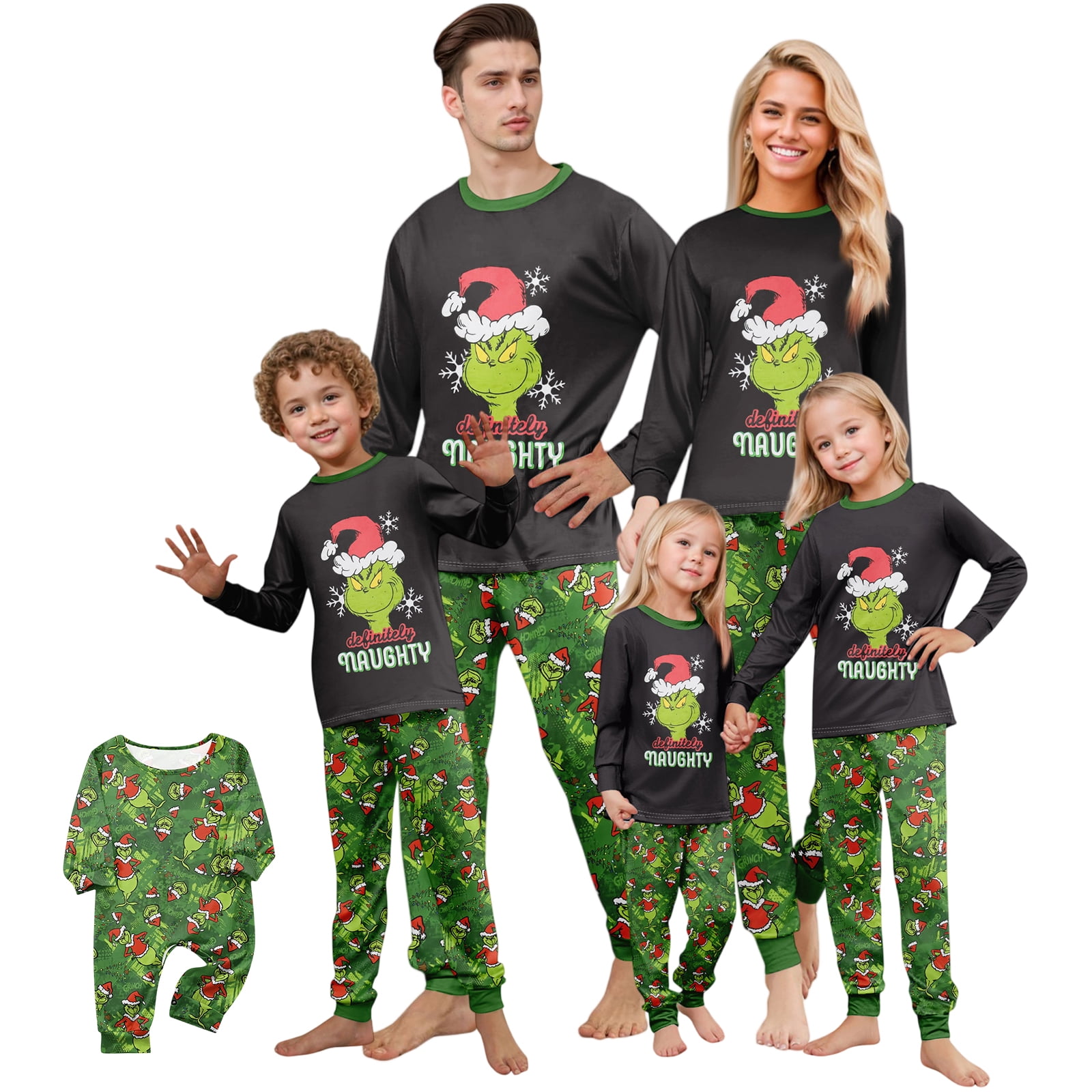 Christmas Grin Matching Family Pajamas Sets - Christmas Grin Romper ...