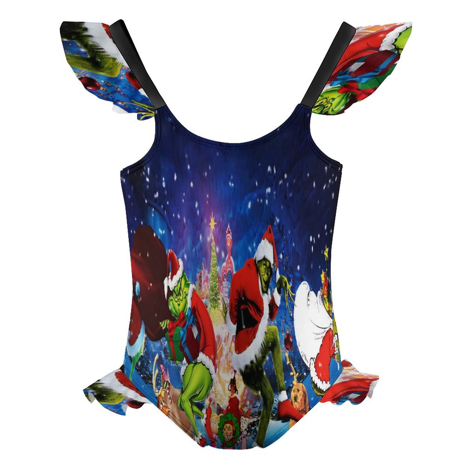 Christmas Grin-c One Piece Swimwear Flutter Sleeve Swimsuits For Girls ...