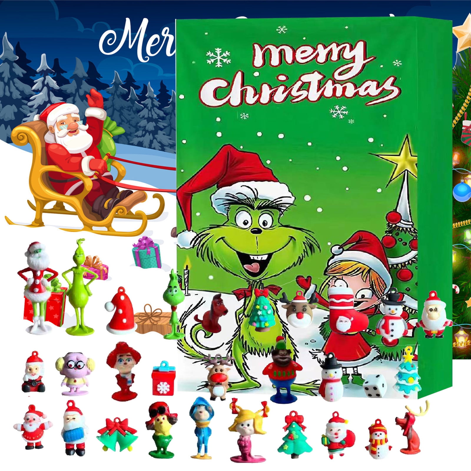 Christmas Grin 24Pcs Figure Dolls Advent Calender Toys, Christmas ...