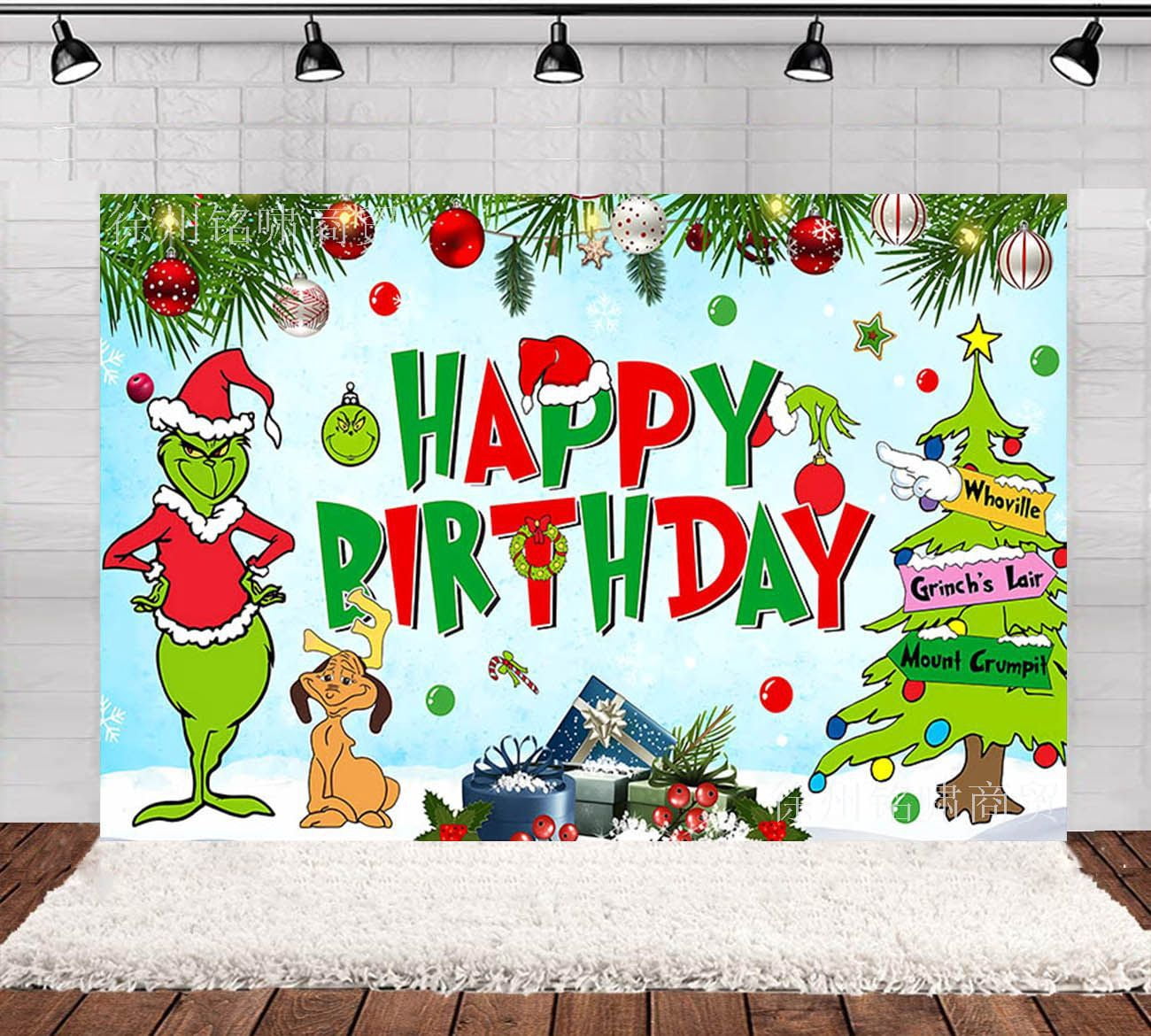 Christmas Grinch Birthday Backdrop Party Decoration Banner - Walmart.com