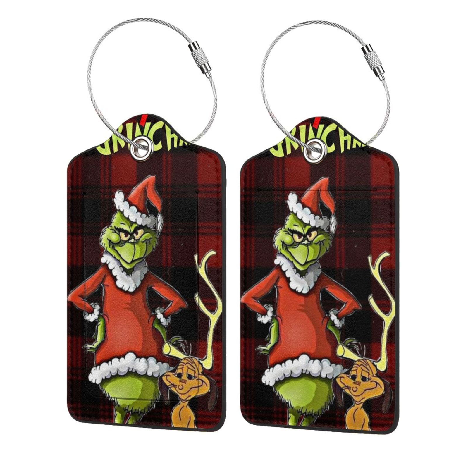 Christmas Grinch Checkered Anime Cartoon Luggage Tags for Suitcases ...
