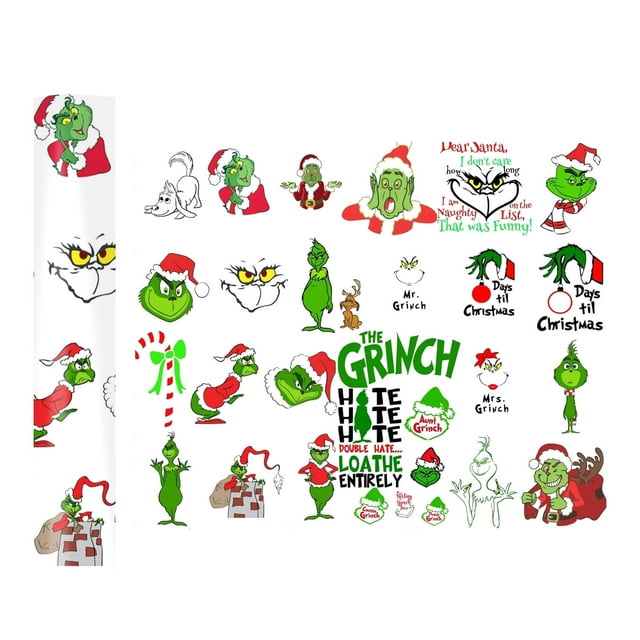 Christmas Grinch DIY Transfer Film Sticker , Grinch Christmas Stickers ...