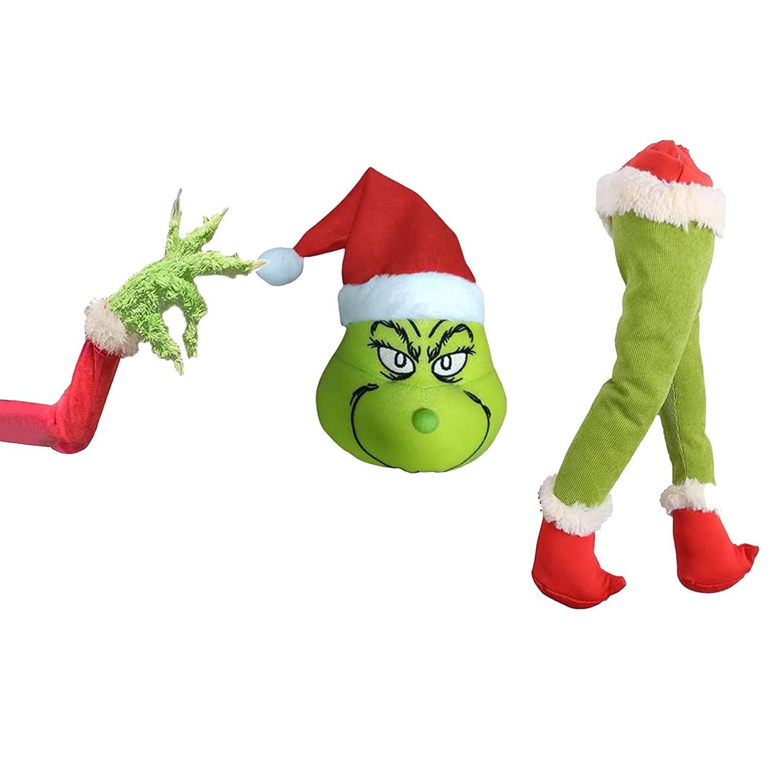 Christmas Grinch Decoration Set with Santa Hat, Head, Arms and Legs, 6 ...