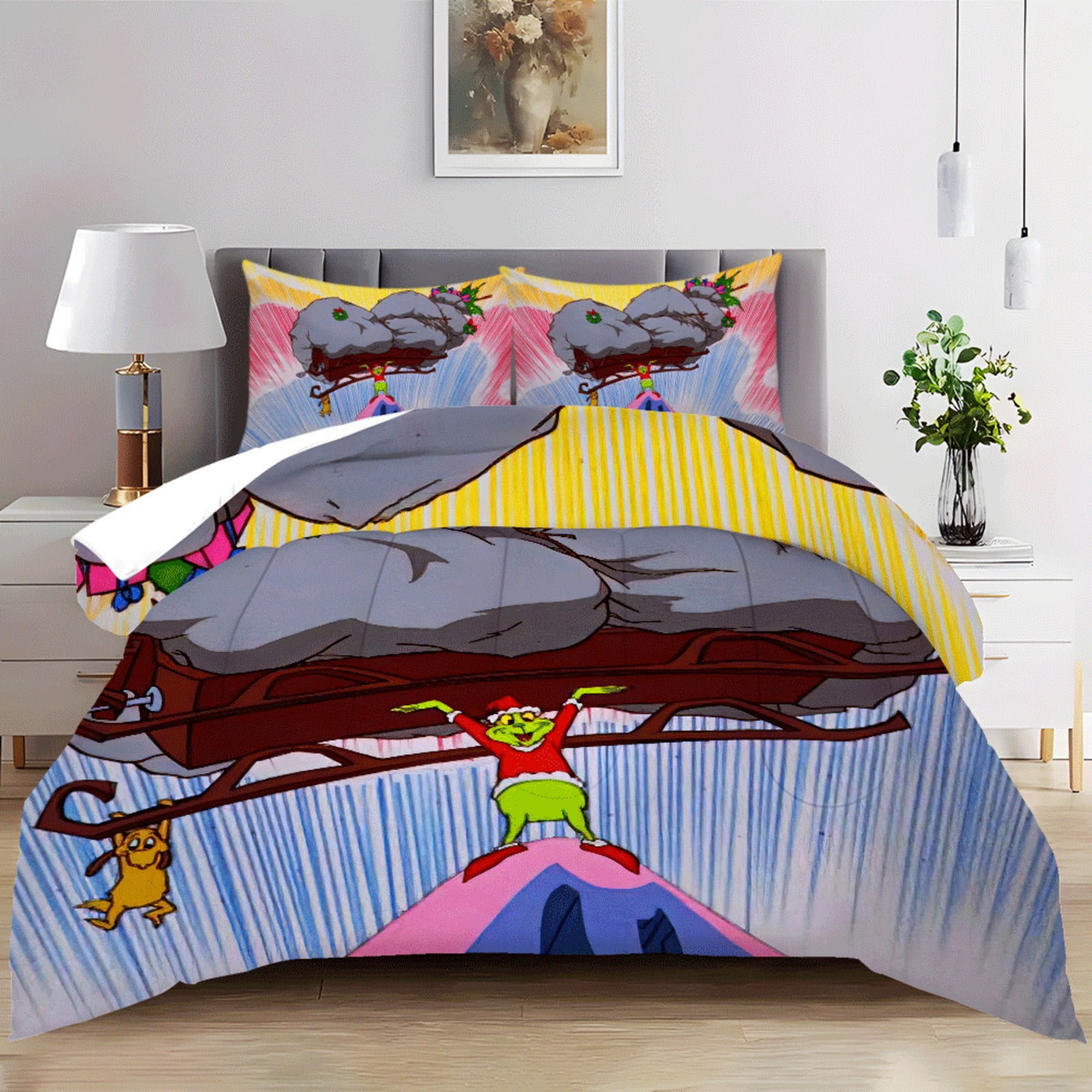 Christmas Grinch Duvet Cover Full, 3PCS Grinch Bedding Set Grinch ...