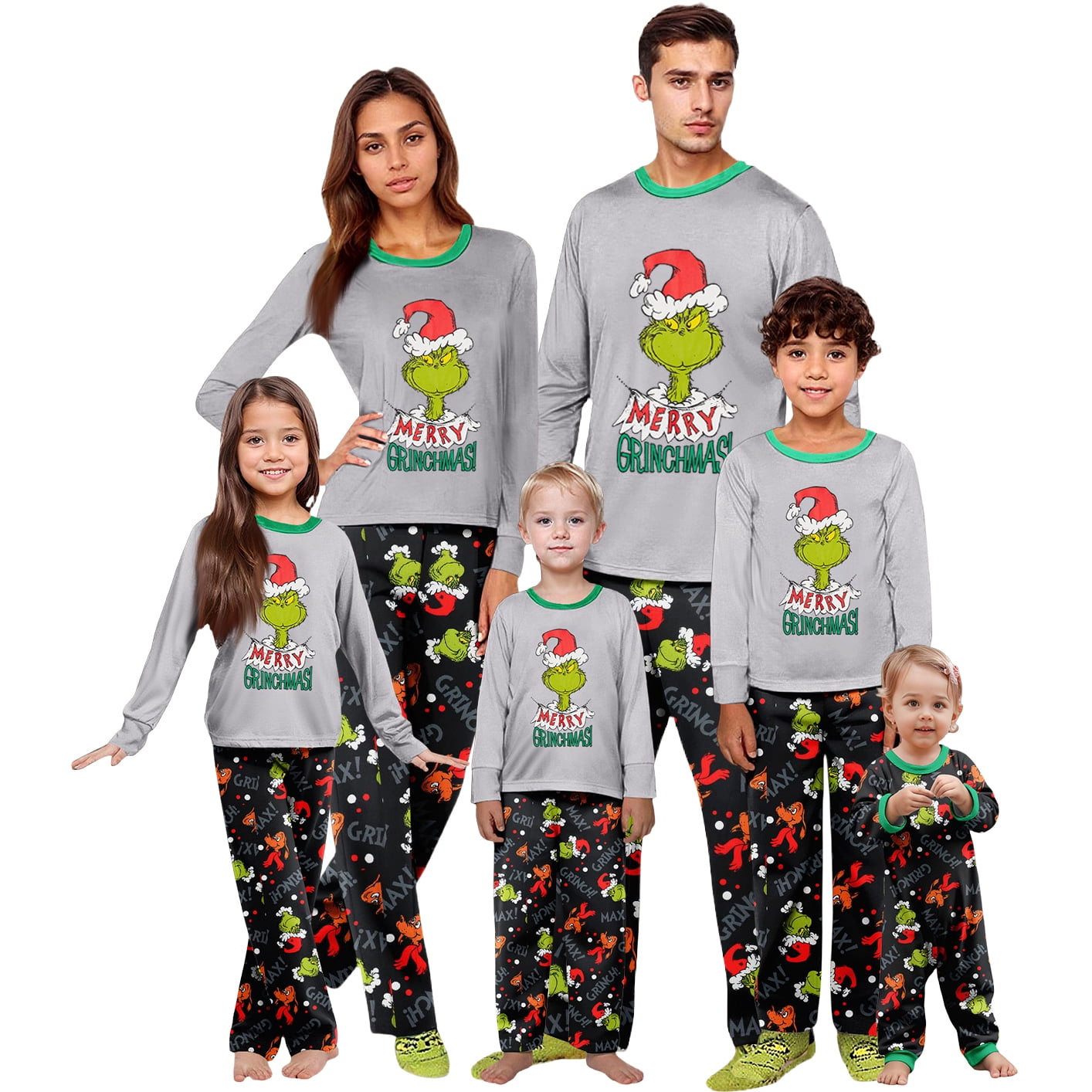 Christmas Grinch Family Matching Pajamas Sets 2025, Parent-Child Green ...