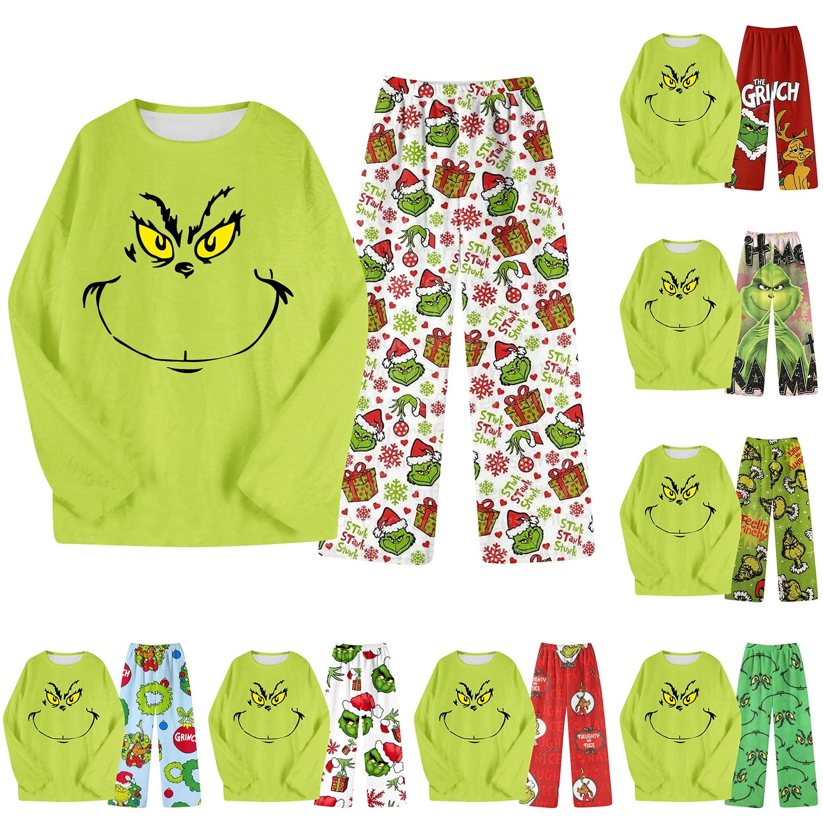 Christmas Grinch Family Matching Pajamas Sets, Adults Two Piece Set ...