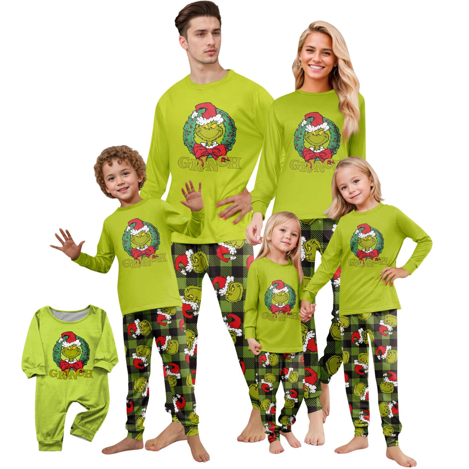 Christmas Grinch Family Matching Pajamas Sets, Green Christmas Monster ...