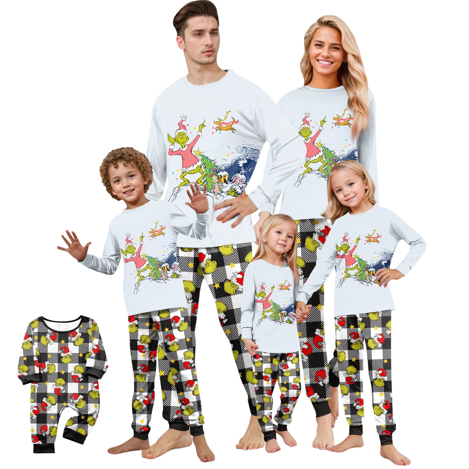 Christmas Grinch Family Matching Pajamas Sets, Green Christmas Monster ...