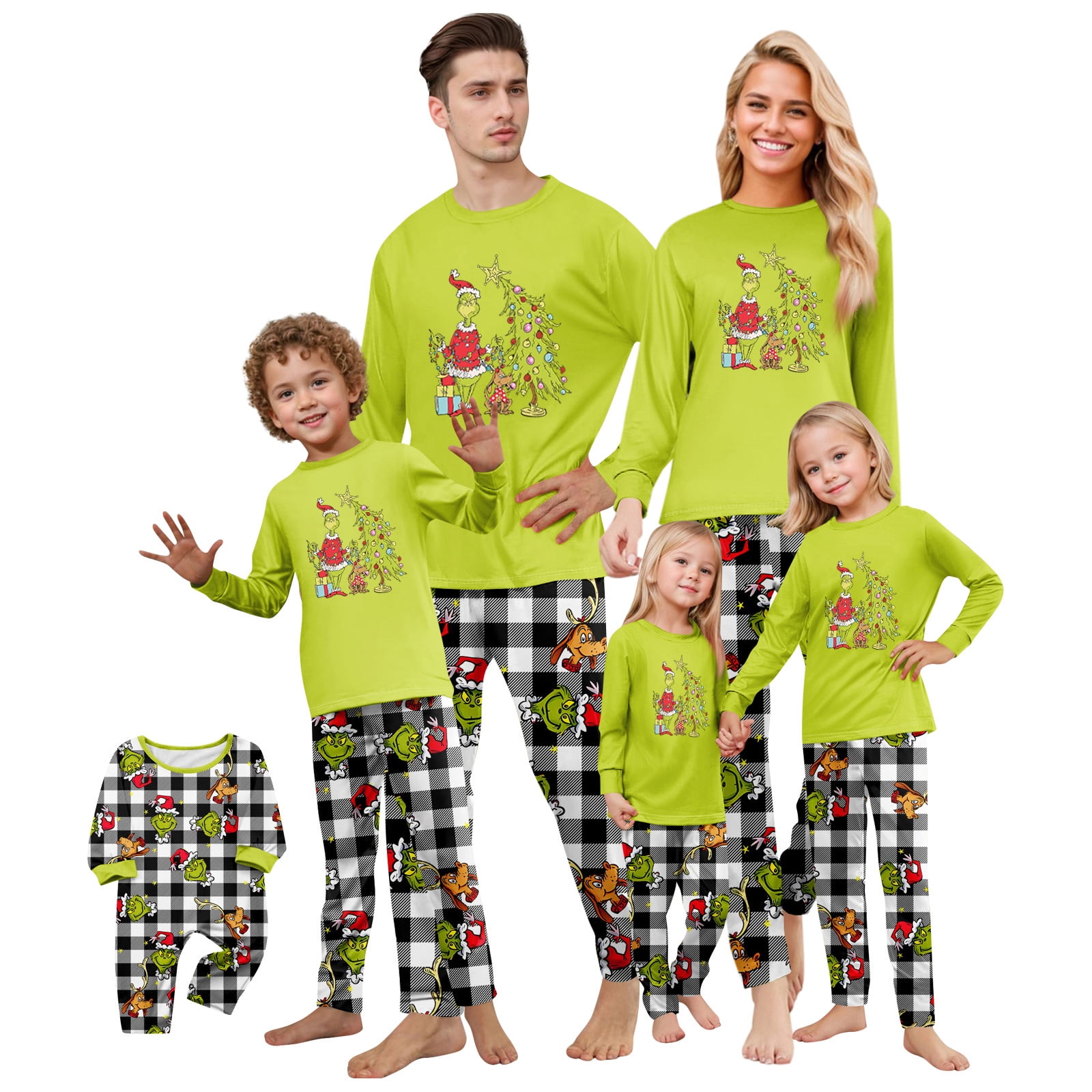 Christmas Grinch Family Matching Pajamas Sets, Green Christmas Monster ...