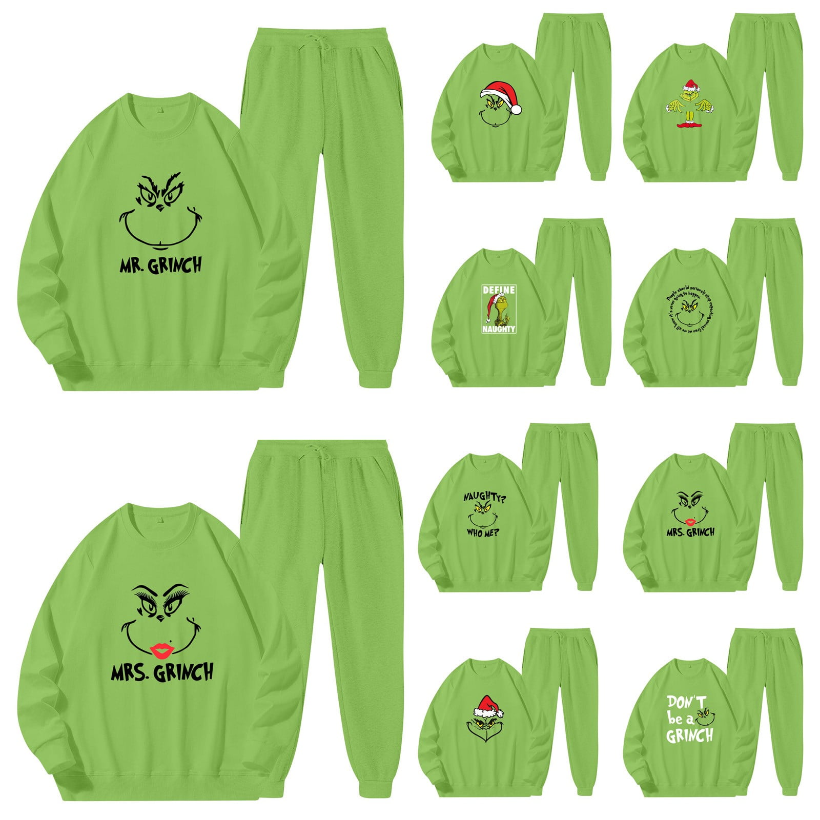Christmas Grinch Family Matching Pajamas Sets, Men's And Women's Glitch ...