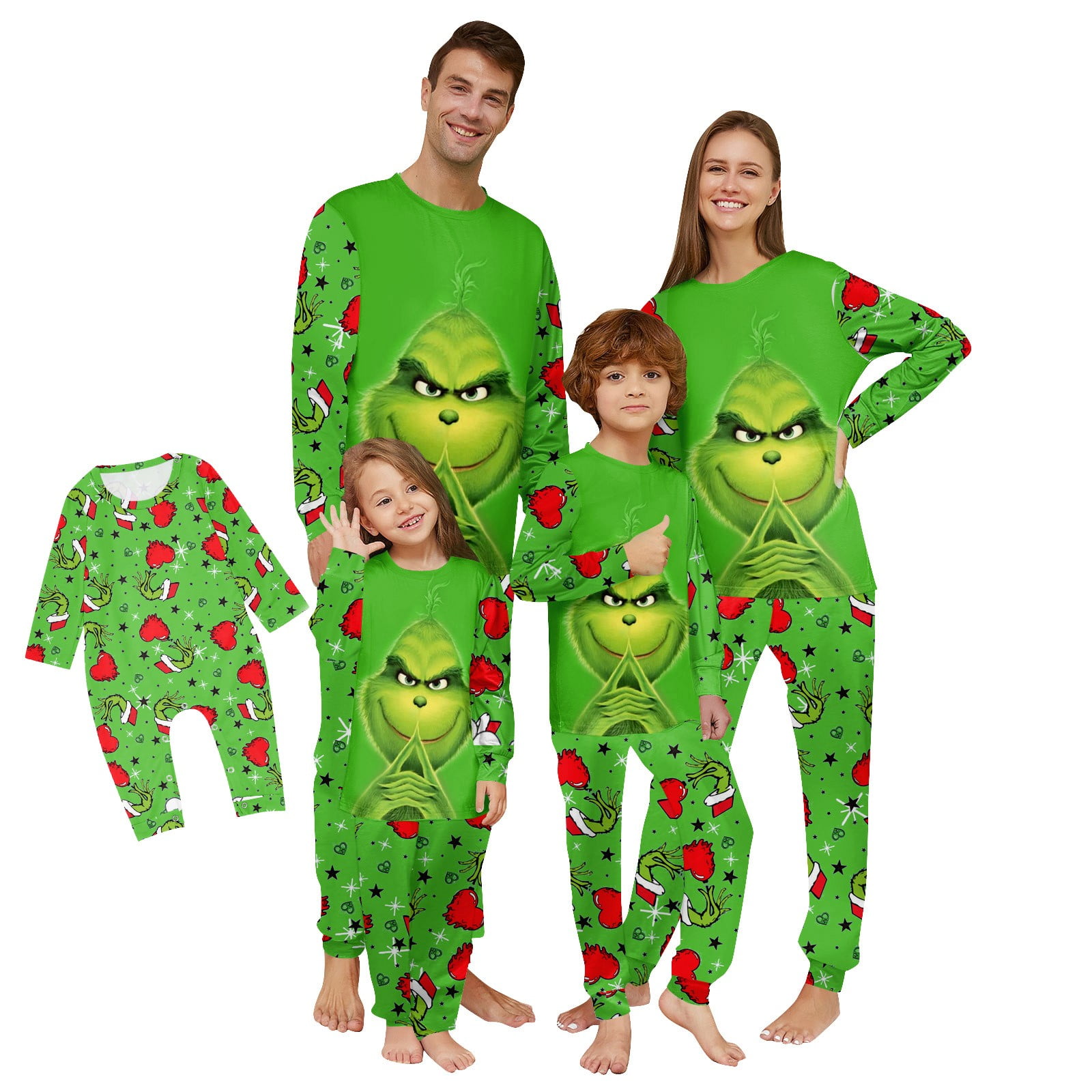 Christmas Grinćh Family Matching Pajamas Sets, Parent-Child Christmas Grinćh Printed Cute Long ...
