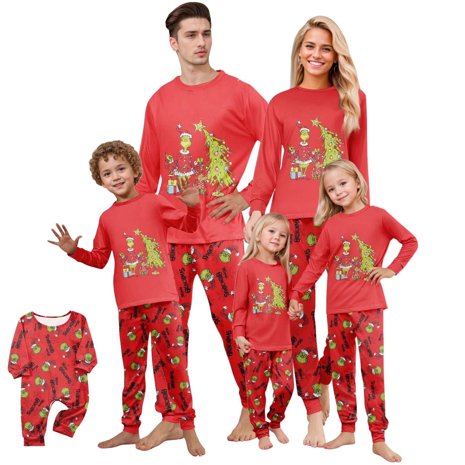 Christmas Grinćh Family Matching Pajamas Sets, Parent-Child Green ...