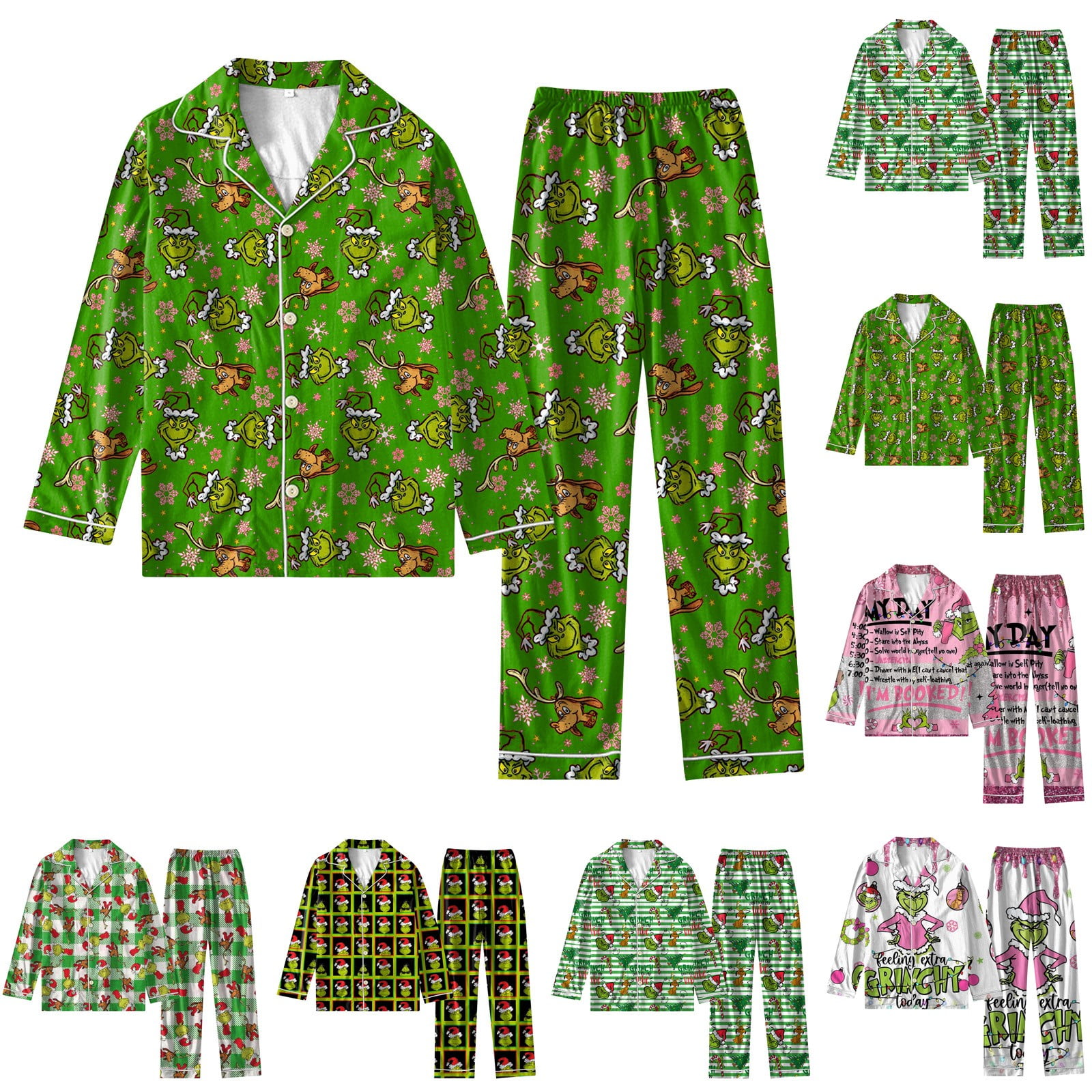 Christmas Grinch Family Matching Pajamas Sets, Women's 2 Piece Grinch ...