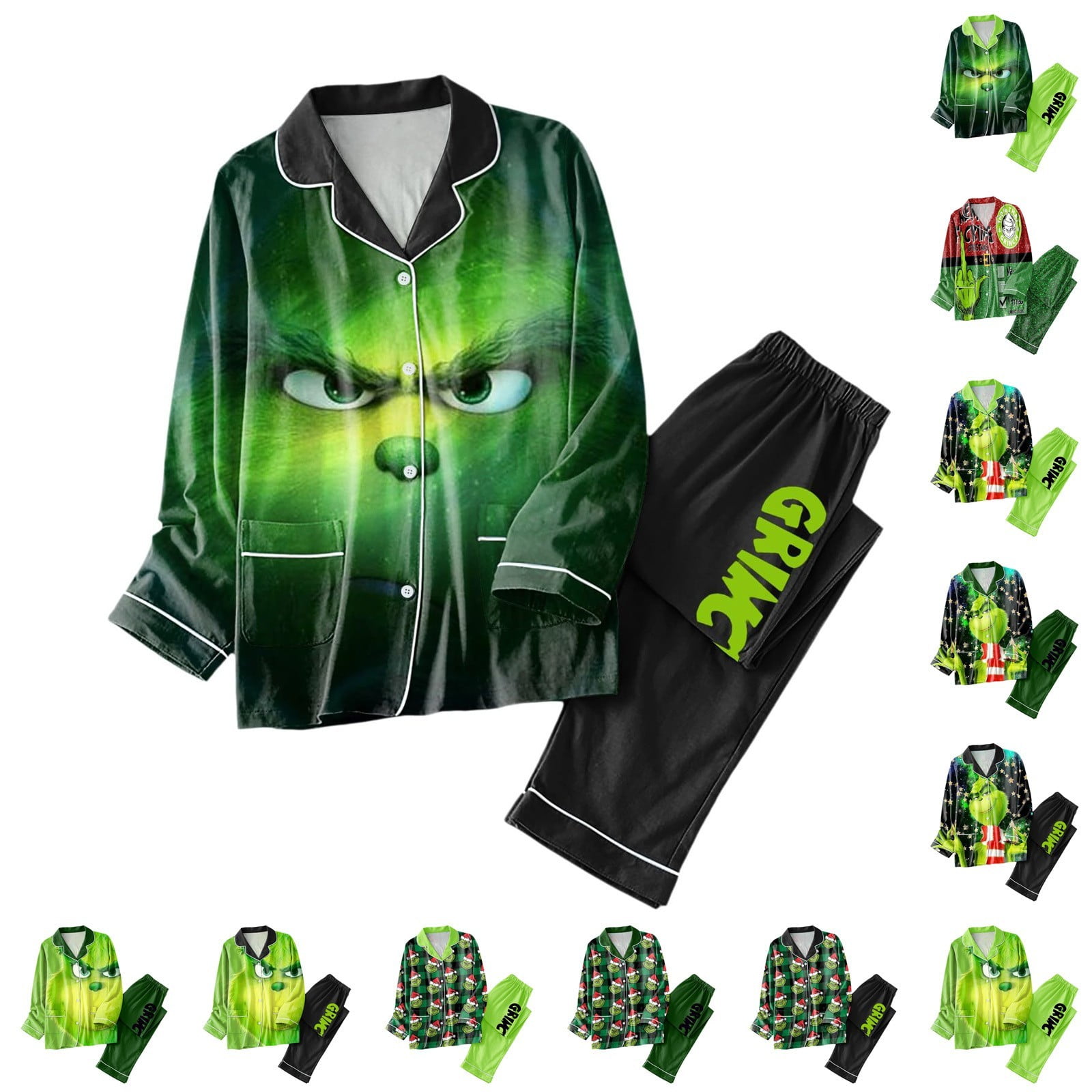 Christmas Grinch Family Matching Pajamas Sets, Women's 2 Piece Grinch ...