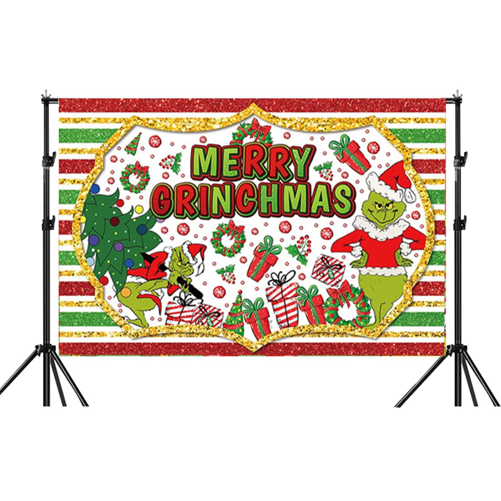 Christmas Grinch Gift Birthday Background Fabric Party Banner Birthday ...