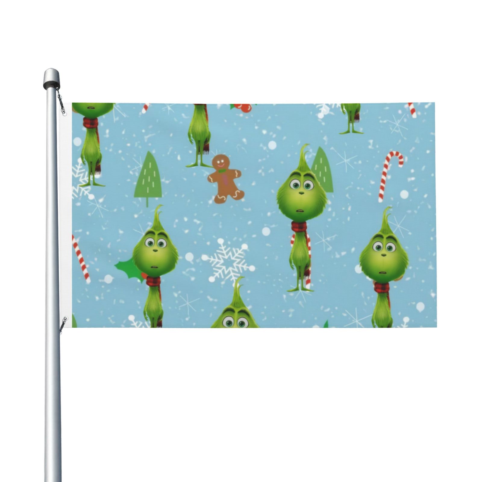 Christmas Grinch Gingerbread Man 3x5ft Face Flag Fade Proof Holiday ...