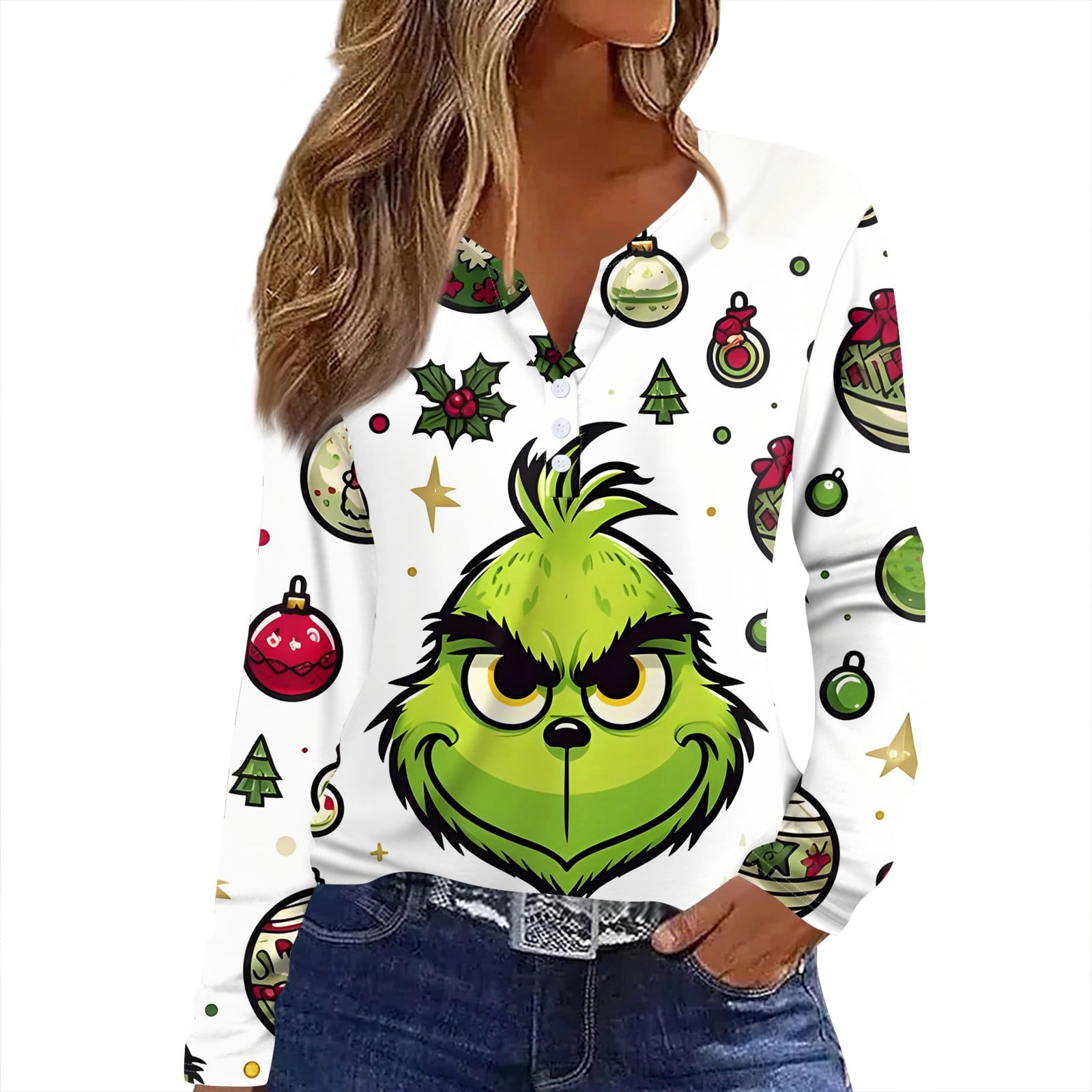 Christmas Grinch Grinch Pullover For Women Women's Christmas Long ...