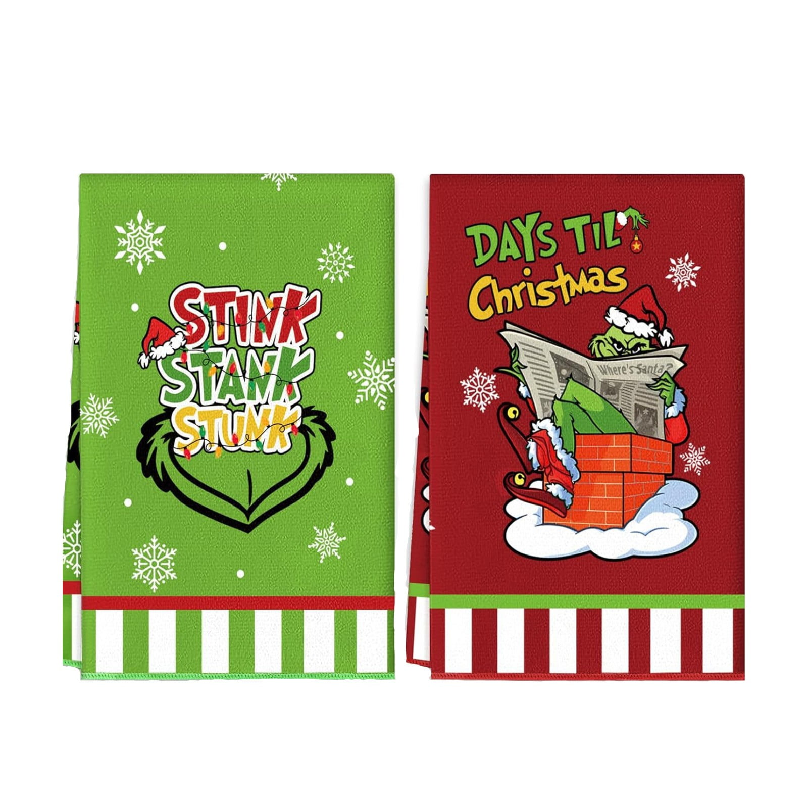 Christmas Grinch Kitchen Towels, Grinch Bathroom Hand Towels, 2Pcs ...