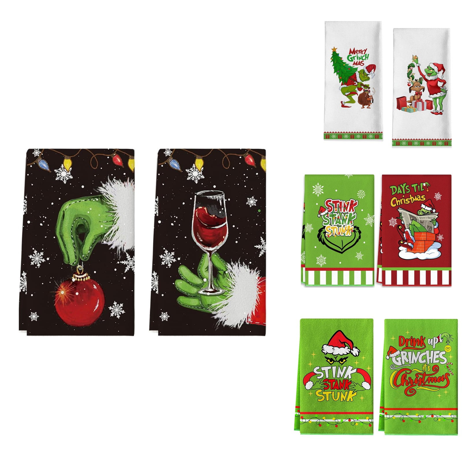 Christmas Grinch Kitchen Towels, Grinch Bathroom Hand Towels, 2Pcs ...
