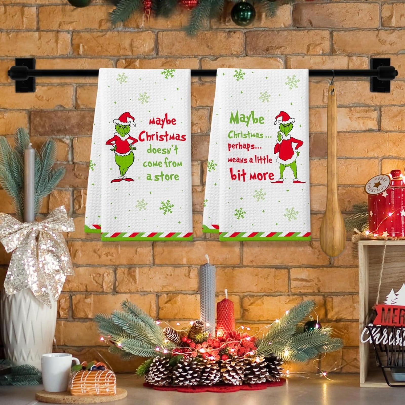 Christmas Grinch Kitchen Towels, Grinch Bathroom Hand Towels, Grinch ...