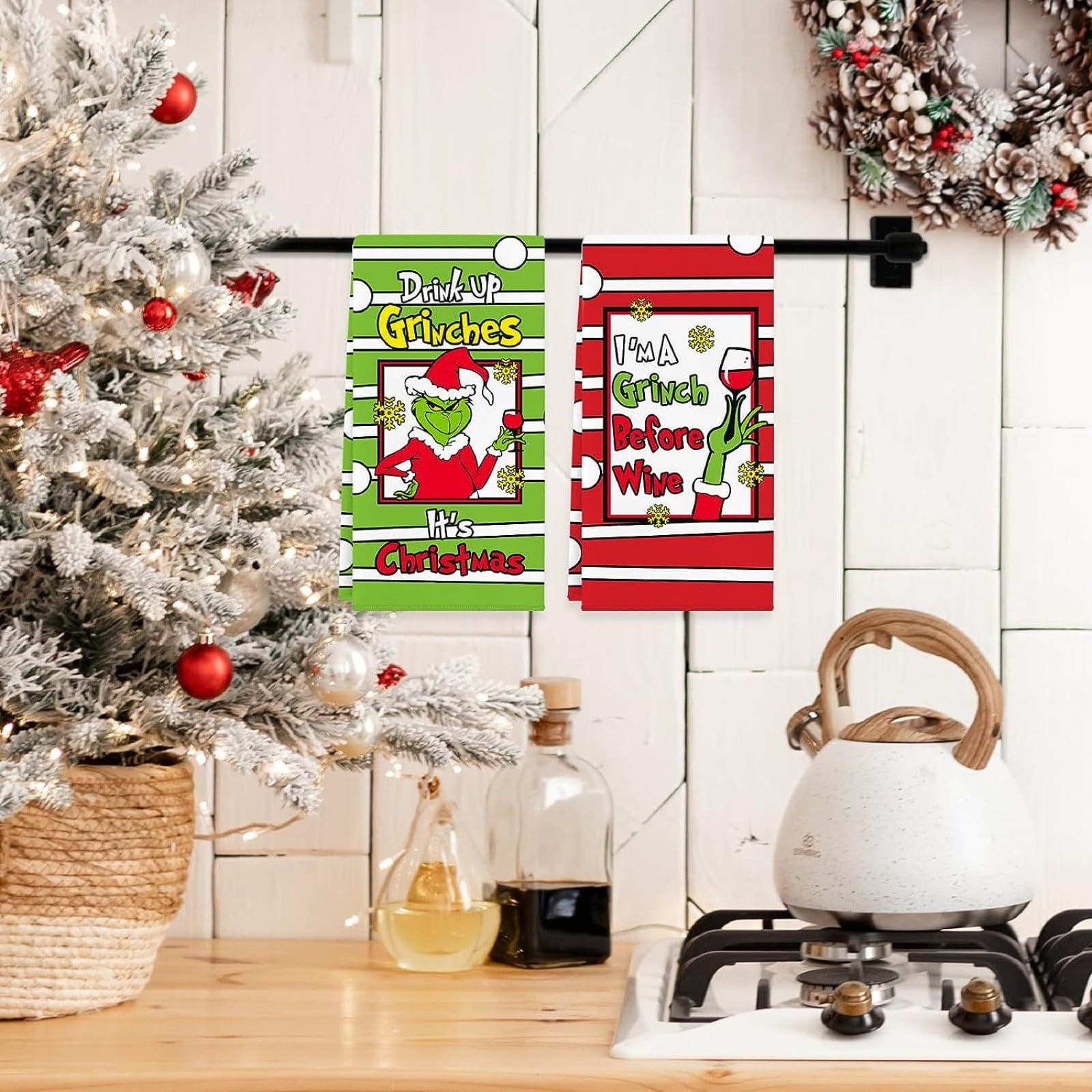 Christmas Grinch Kitchen Towels, Grinch Bathroom Hand Towels, Grinch ...