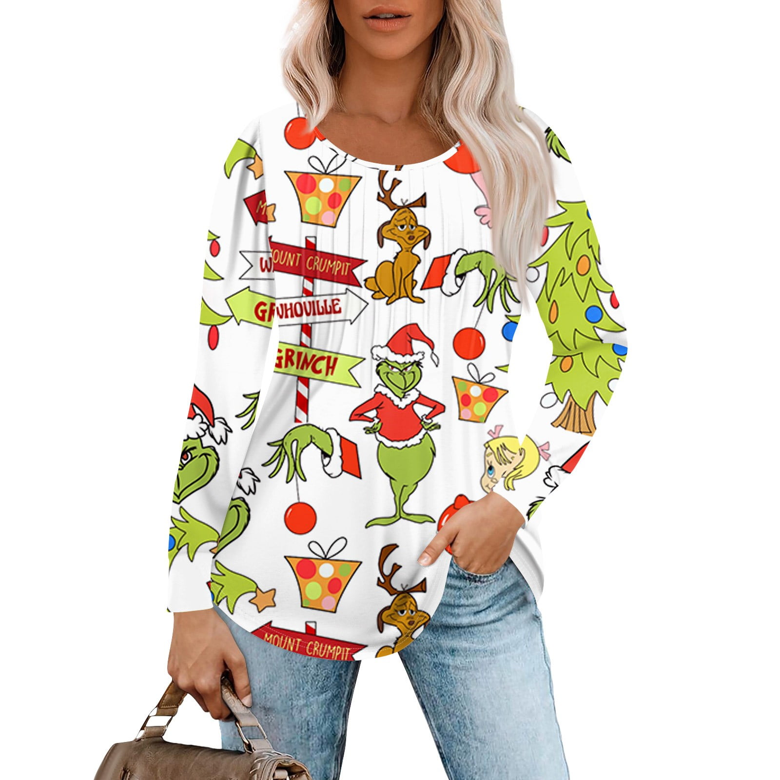 Christmas Grinch Long Sleeve Shirt Women,Grinch Womens Fall Fashion ...