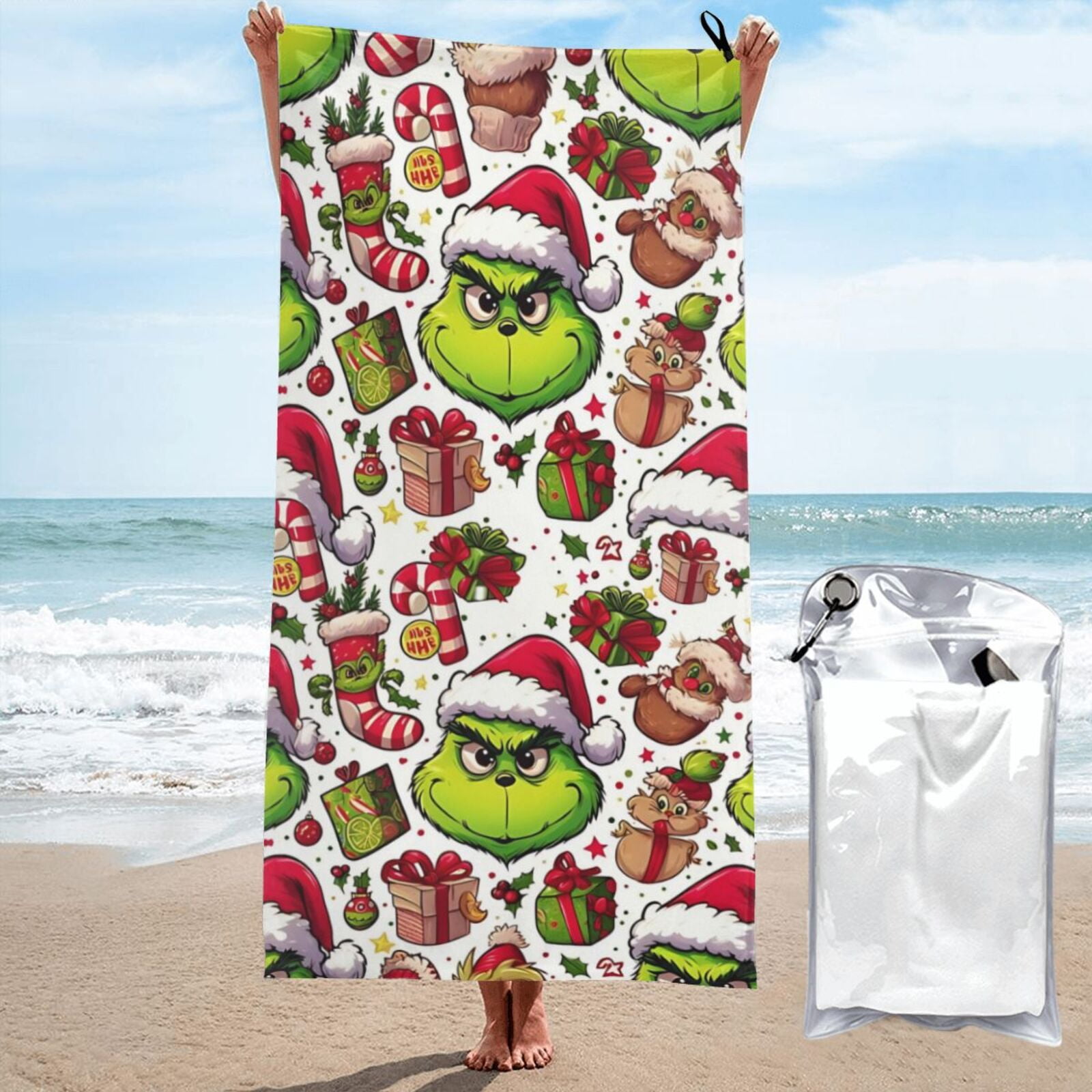 Christmas Grinch Microfiber Quick-Drying Cartoon Super Absorbent Large ...