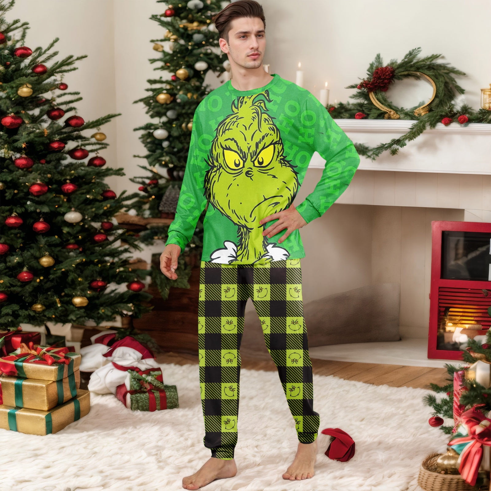 Christmas Grinch Pajamas For Family, Grinch Santa Claus Women's ...