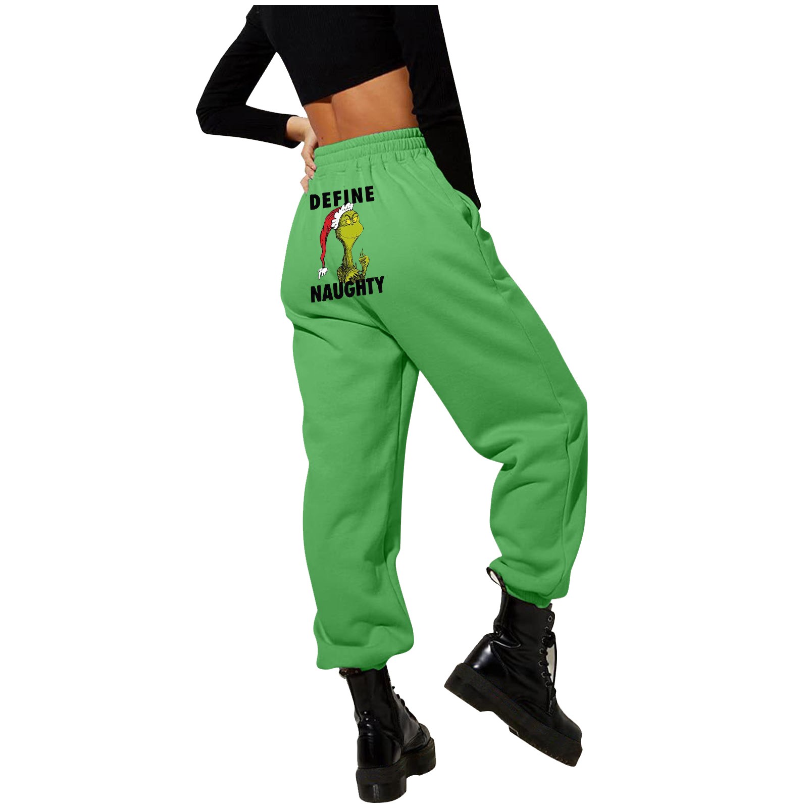 Christmas Grinch Pants Grinch Santa Claus Women High Waist Green ...
