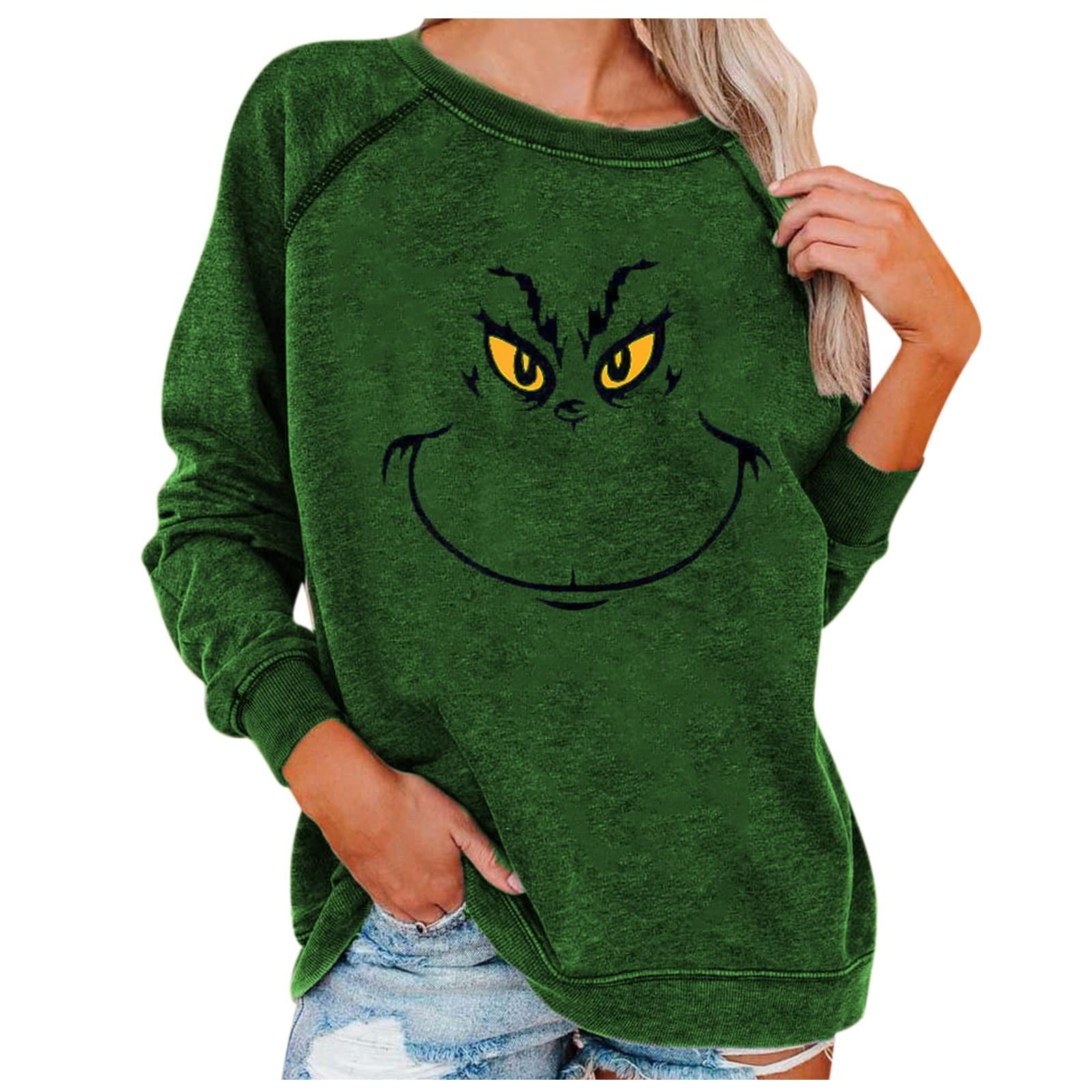 𝑮𝒓𝒊𝒏𝒄𝒉𝒔 Christmas Grinch Shirt for Women, Grinch Women Casual Long ...