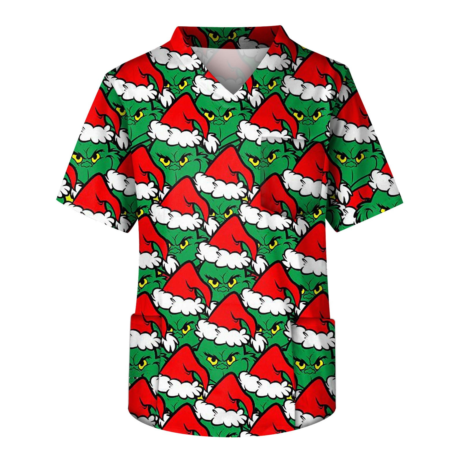 Christmas Grinch Shirts for Men Scrubs Tops Plus Size Working Uniform ...