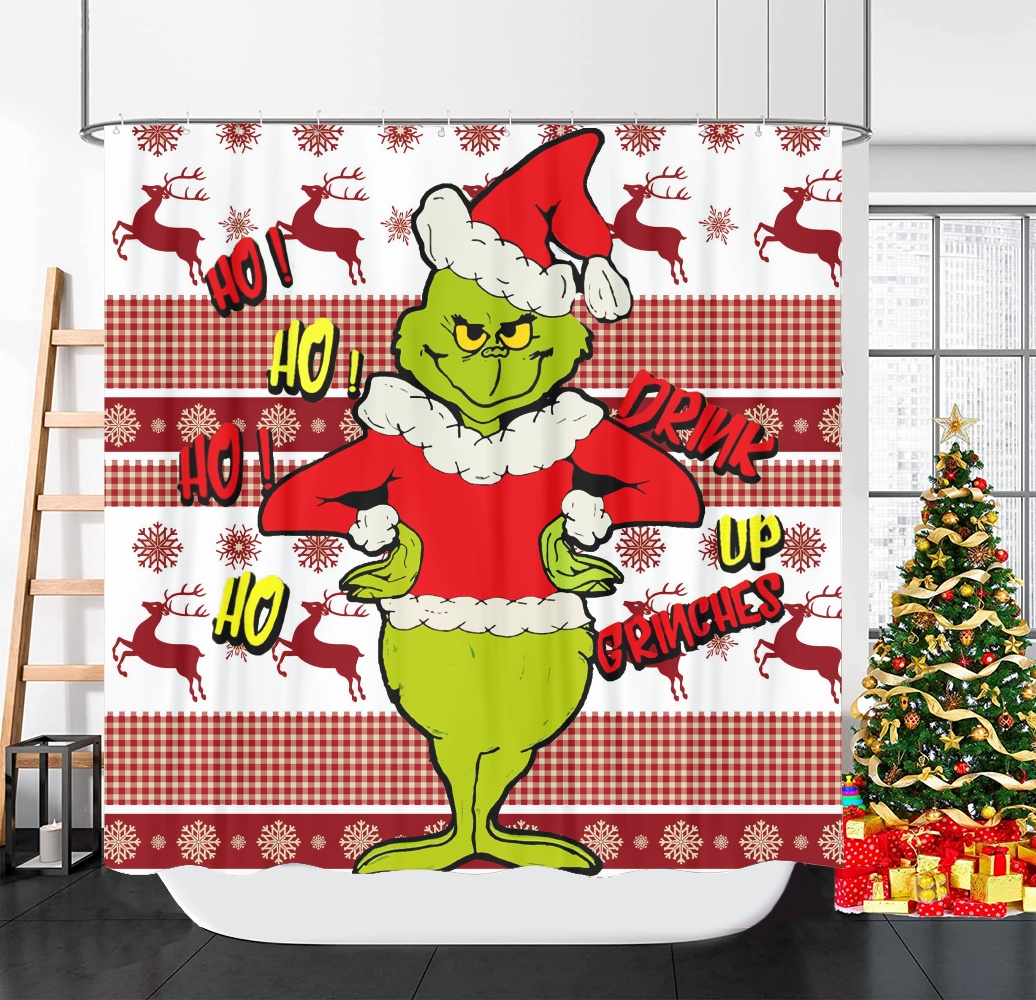 Christmas Grinch Shower Curtain, Light Weight Cloth Curtains for ...