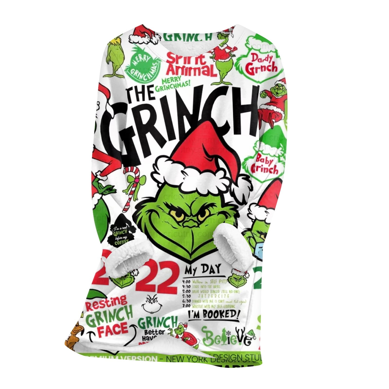 Christmas Grinch Sweatshirt Women's Cozy Fleece Lined Long Sleeve ...