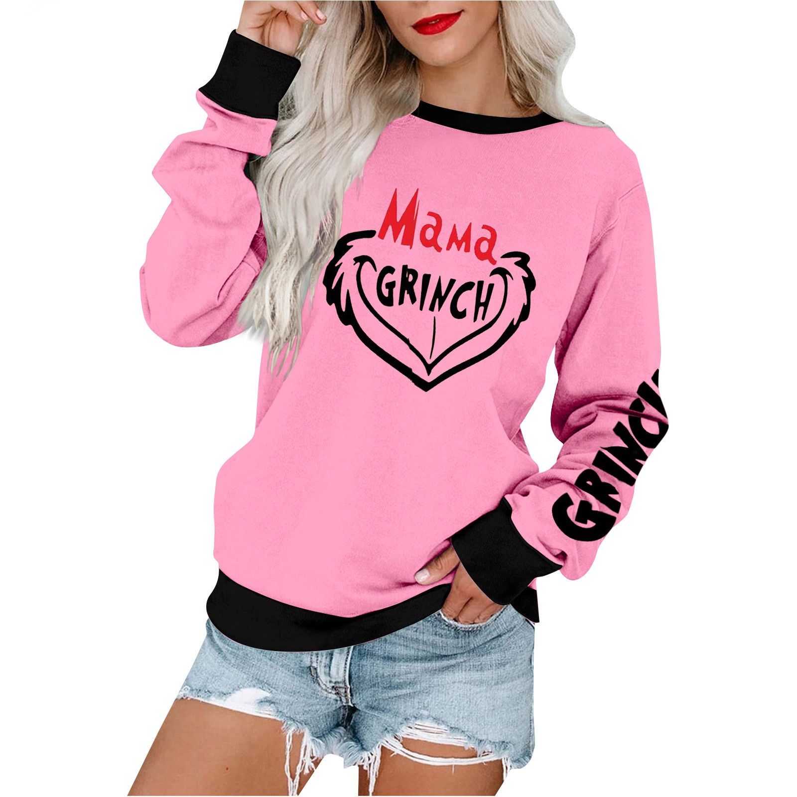 Christmas Grinch Top Grinchmas Green Women Casual Fashion Print Long ...